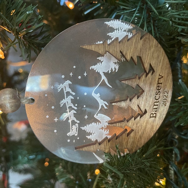 Personalized Christmas Scene Ornament, Holiday Ornament, Christmas Tree Ornament, Mountain ...