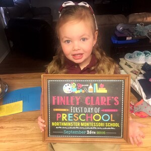 First Day of Preschool Sign 1st Day of Kindergarten Girl Back to School ...