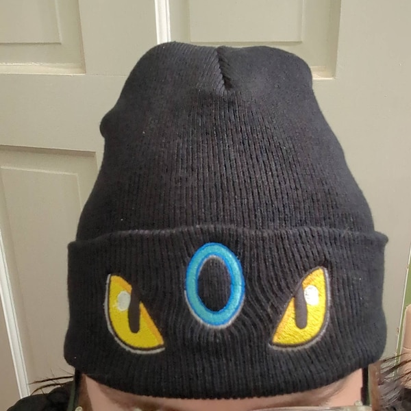 Adult Embroidered Shiny Umbreon Pokemon Themed Black Beanie | Kawaii - Etsy