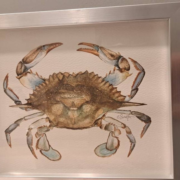 Blue Crab Watercolor Prints, Two Blue Crabs, Crab Art, Coastal Artwork ...