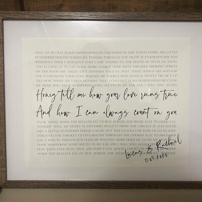 Custom Song Lyric Print Wedding Song Wall Art Paper - Etsy