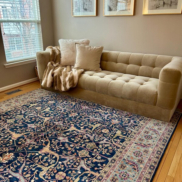 6x8 Ft Orange Green Kilim Rug - Traditional Flat Weaved Rug ...