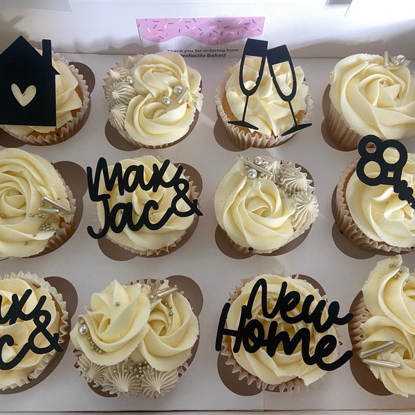 Personalised New Home Cupcake Toppers, First Home, House Warming, Cake ...