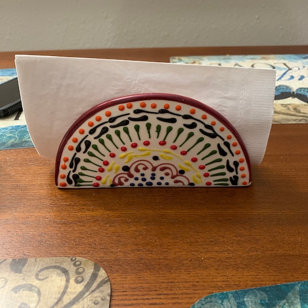Ceramic Talavera Napkin Holder / Traditional Multicolored Confetti ...
