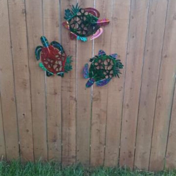 Metal Sea Turtle - Wall Art - Yard Art - Hand Painted Metal - Etsy