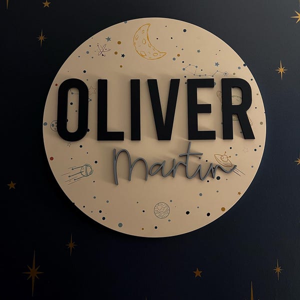 Outer Space Name Sign | Personalized | Baby Name Sign | Wood Sign ...
