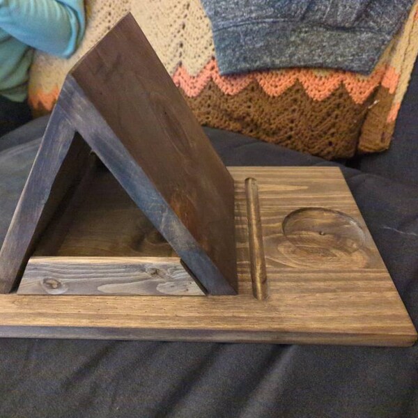 Personalized Reclaimed Wood Book Rest With Cup Holder - Etsy