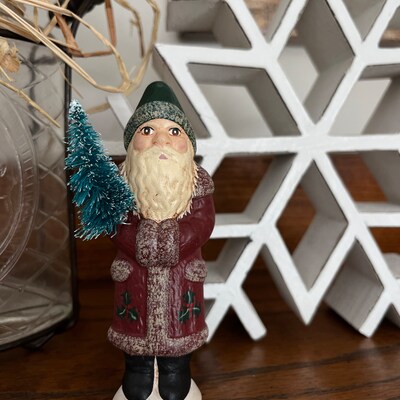 Folk Art Chalkware Mini Belsnickle Santa From Chocolate Mold Dark Blue ...