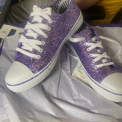 Lilac Purple Wedding Sneakers for Bride, Sparkle Glitter Sneakers ...