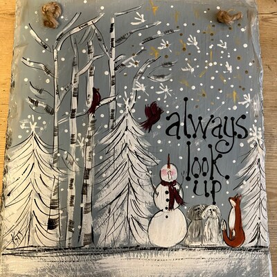 Winter Slate Sign. Snowman Slate. Holiday Slate Painted Slate Sign ...
