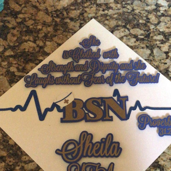 Custom Nurse RN Graduation Cap Topper With EKG Line! It's a Beautiful ...