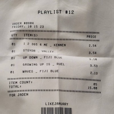 Custom Song Receipt Tote Customizable Song Playlist Tote Bag - Etsy