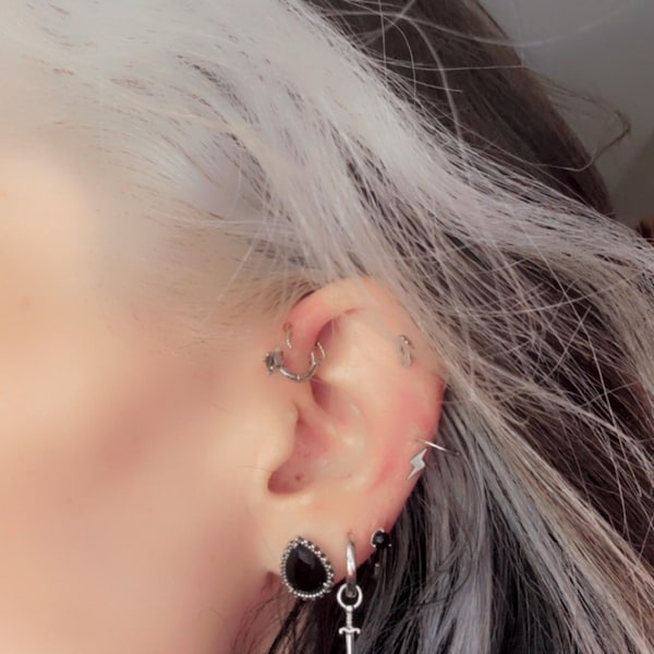 Dainty Sun Daith Ring, Hinged Clicker Hoop, 16ga 8mm or 10mm, Unisex ...