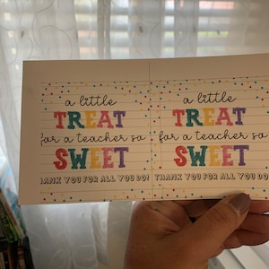 Teacher Sweet Treat Tag, Teacher Appreciation Tag, Teacher Thank You ...