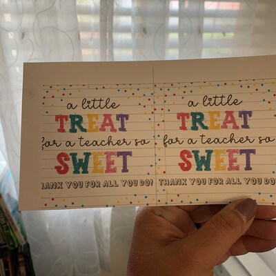 Teacher Sweet Treat Tag, Teacher Appreciation Tag, Teacher Thank You ...