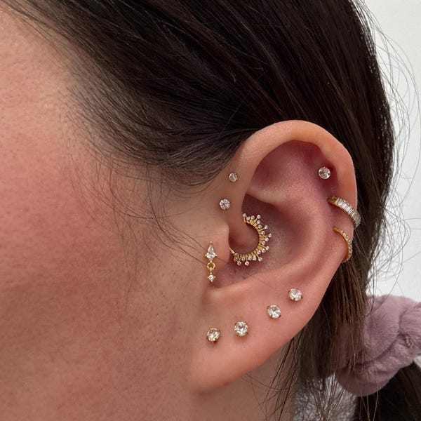 16G Gold Sunburst Daith Jewelry | Cute Daith Earring Clicker | Daith ...