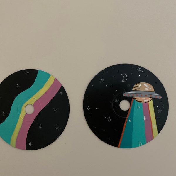4 Pack Painted Cds for Room Decor | Handpainted | Boho Aesthetic Designs - Etsy