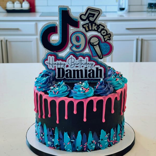 Custom Tik Tok Birthday Cake Topper: Social Media Theme - Etsy