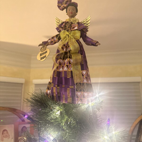 White & Black Angel Tree Topper, African American Angel Treetopper ...