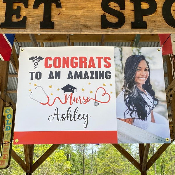 Nurse Graduation Banner, Nursing Graduation Party Banner, Custom Nurse ...