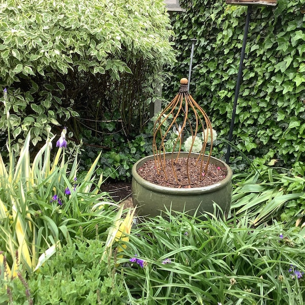 Wrought Iron 25" Cone Topiary Flower Trellis, Metal Plant Climber ...