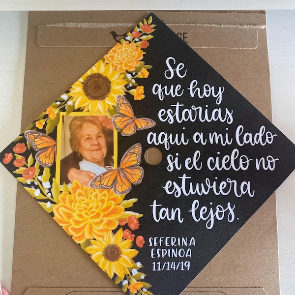 Custom Memorial Photo Graduation Cap Topper - Custom Quote - Hand ...