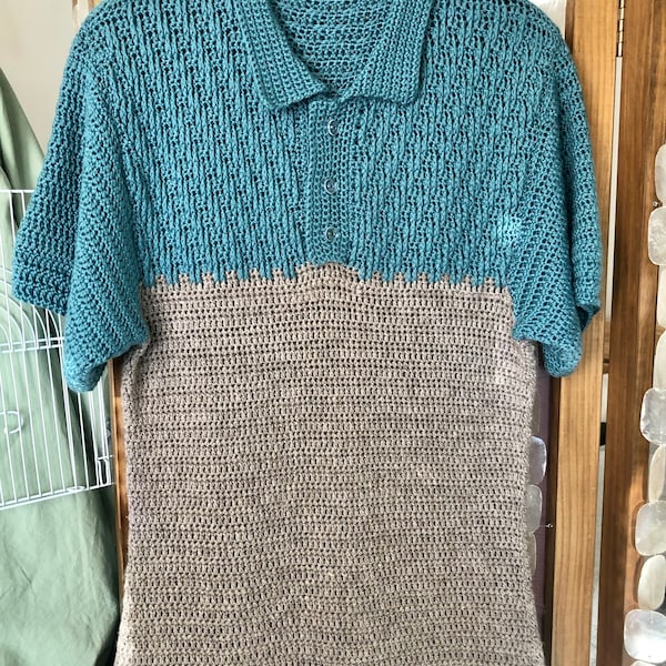 Men's Crochet Pattern, Textured Polo Shirt - Etsy