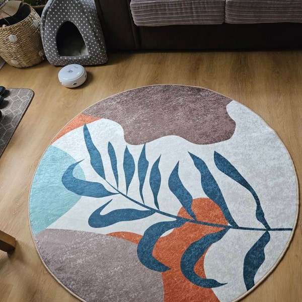 Realhomes Boho Round Rugcolorful Floor Carpetabstract Non Slip Circle ...