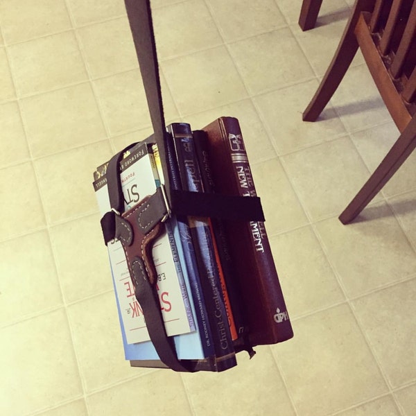 Leather Book Strap Belt Carrier | the Brontë Romantic in Berry Brown ...