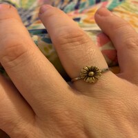 Sunflower Ring, Flower Stack Ring, Flower Ring, Silver Stack Ring, Sunflower Stack Ring, Boho ...