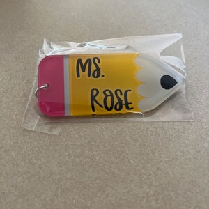 Custom Teacher Pencil Keychain - Etsy