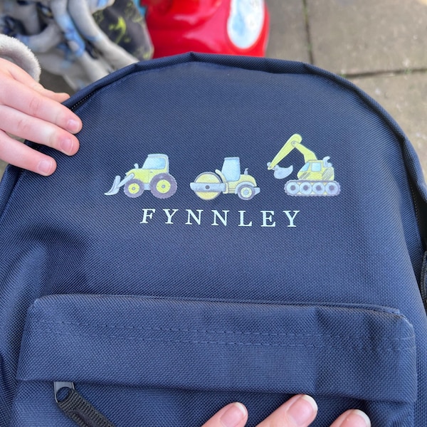 Personalised Construction Backpack Set: Rucksack, Lunch Bag & Water ...