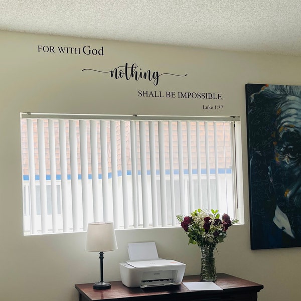 For With God Nothing Shall Be Impossible Scripture Wall Decal Bible ...