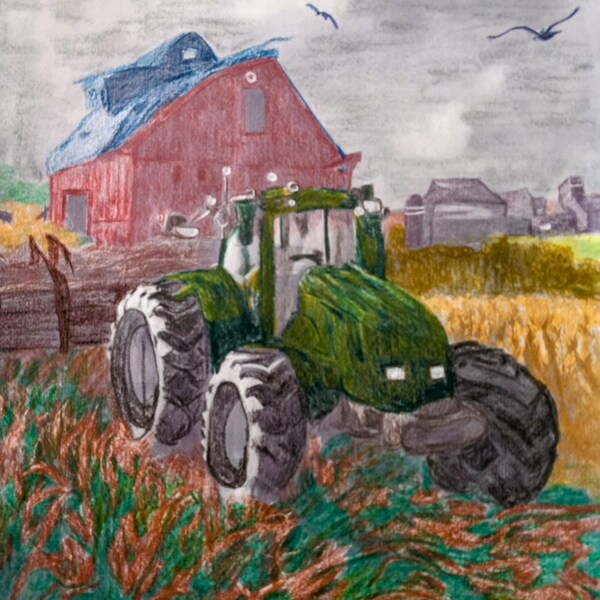 Rustic Farmhouse Grayscale Coloring Page, Countryside Barn Digital JPG ...