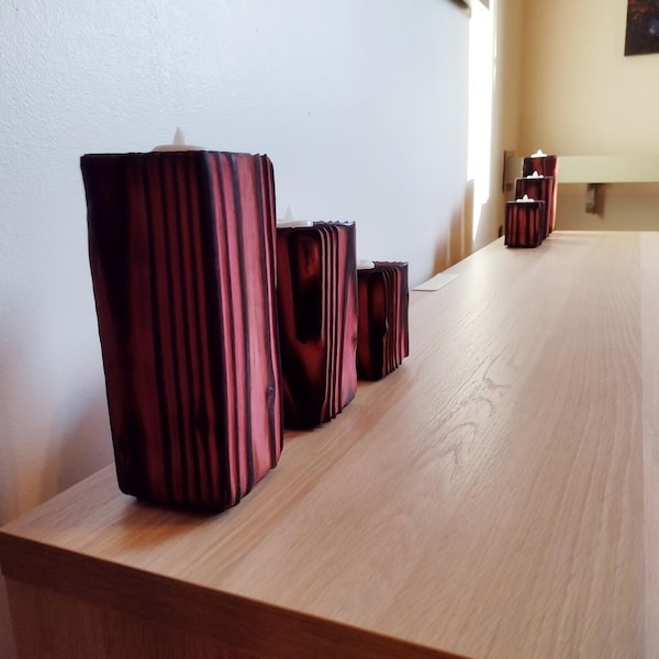 Shou Sugi Ban Wooden Candle Holders | Burnt Wood Tea Light Set ...