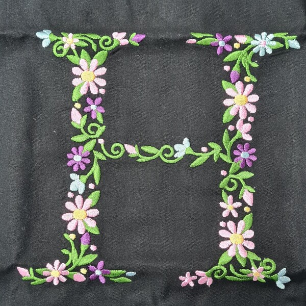 Personalised Floral Initial Embroidered Tote Bag: Custom Cotton Canvas ...