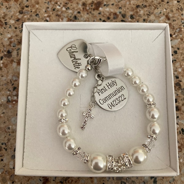 First Holy Communion Bracelet Personalized Name and Date , Holy ...