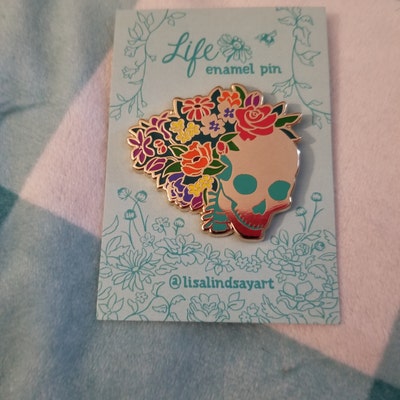 Life Flower Skeleton Hard Enamel Lapel Pin Skull - Etsy