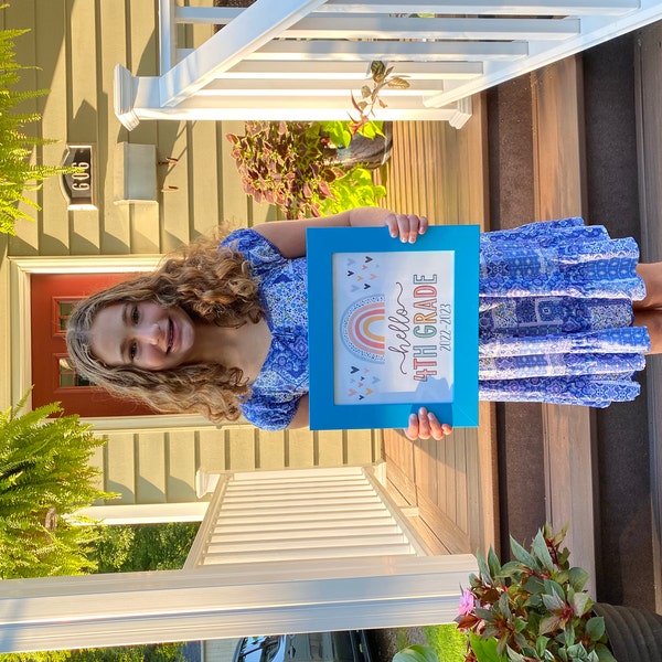 Boho Rainbow Hello Fourth Grade Sign, First Day of Fourth Grade Girl ...