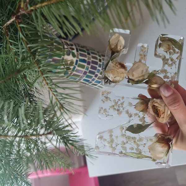 5x4 Bouquet Preserved Flower Bookends Set, Wedding Bouquet, Resin ...