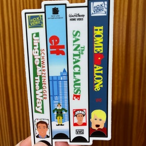 Christmas Movie VHS Stack Sticker Holiday Movies Christmas Gift Santa ...