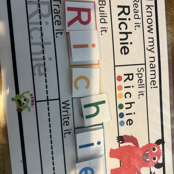 Dry Erase Name Mat, Montesorri Activity to Learn to Spell and Write ...