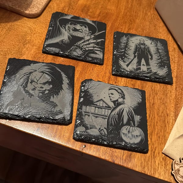 Scream Inspired Ghostface 10cm X 10cm Engraved Slate Coasters - Etsy UK
