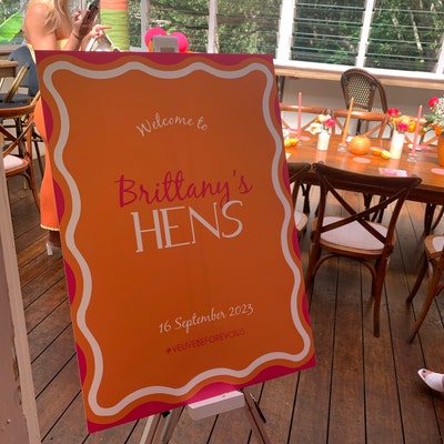 Hens Weekend Wavy Invite Orange and Pink Bachelorette Weekend ...