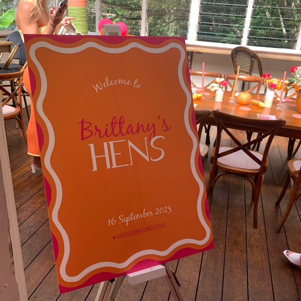 Hens Weekend Wavy Invite Orange and Pink Bachelorette Weekend ...