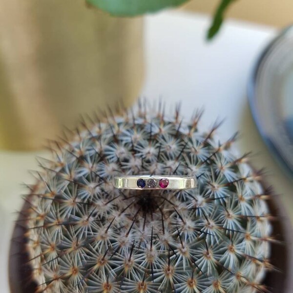 Multi-stone Inside Out Ring: Silver Ring, Sterling Silver Ring, Dainty ...