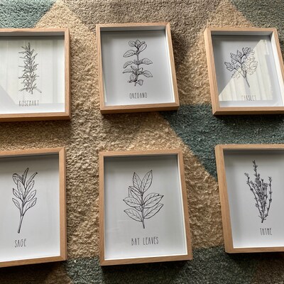 Set of 6 Herb Prints, Kitchen Printable Art, Botanical Print, Kitchen ...