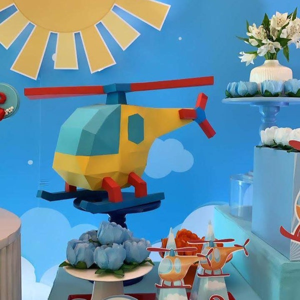 Helicopter Papercraft 3D DIY Low Poly Paper Crafts Model Template - Etsy