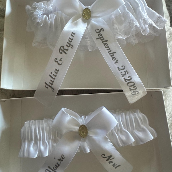Personalized Wedding Garters for Brides, Ivory Bridal Garter Set ...