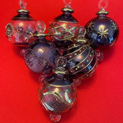 Set of 5 Egyptian Hand Blown Glass Ornaments Decorative by - Etsy